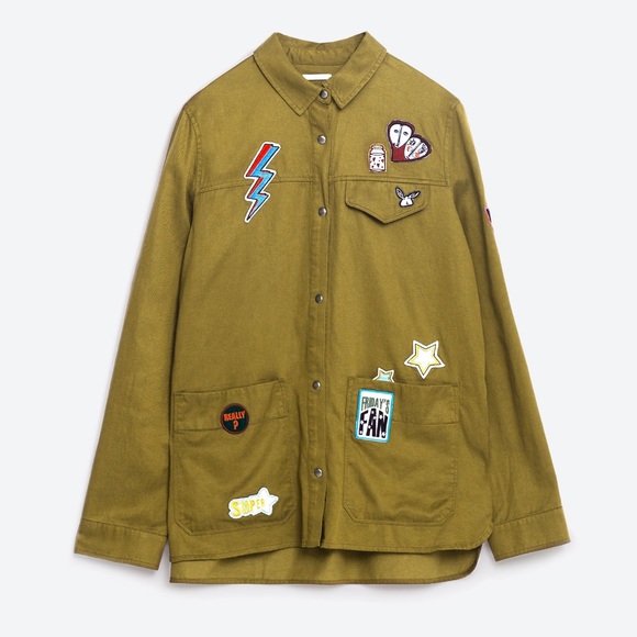 Zara | Tops | Zara Trf Badge Patched Shacket Jacket Xs | Poshmark